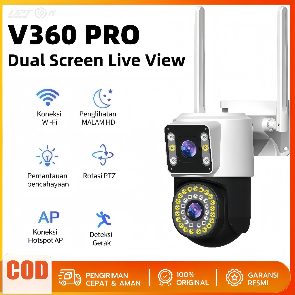 Jual Dual lens CCTV V360 PRO Kamera HD 2.4GHZ WiFi Outdoor IP66 ...
