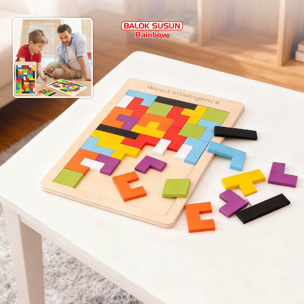Jual Puzzle Wooden Intellegence Mainan Kayu Anak / Tetris Block Mainan ...