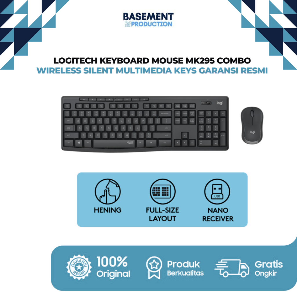 Jual Logitech Keyboard Mouse MK295 Combo Wireless Silent Multimedia ...
