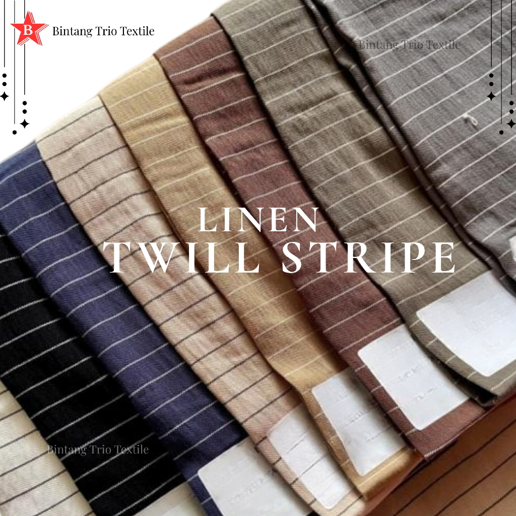 Jual Kain Linen Twill Stripe {Harga Per 0,5 Meter} | Shopee Indonesia