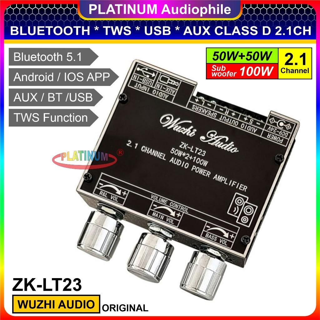 Jual Amplifier Class D Stereo 2.1CH 2x 50W + 100W TWS Bluetooth 5.1 ...