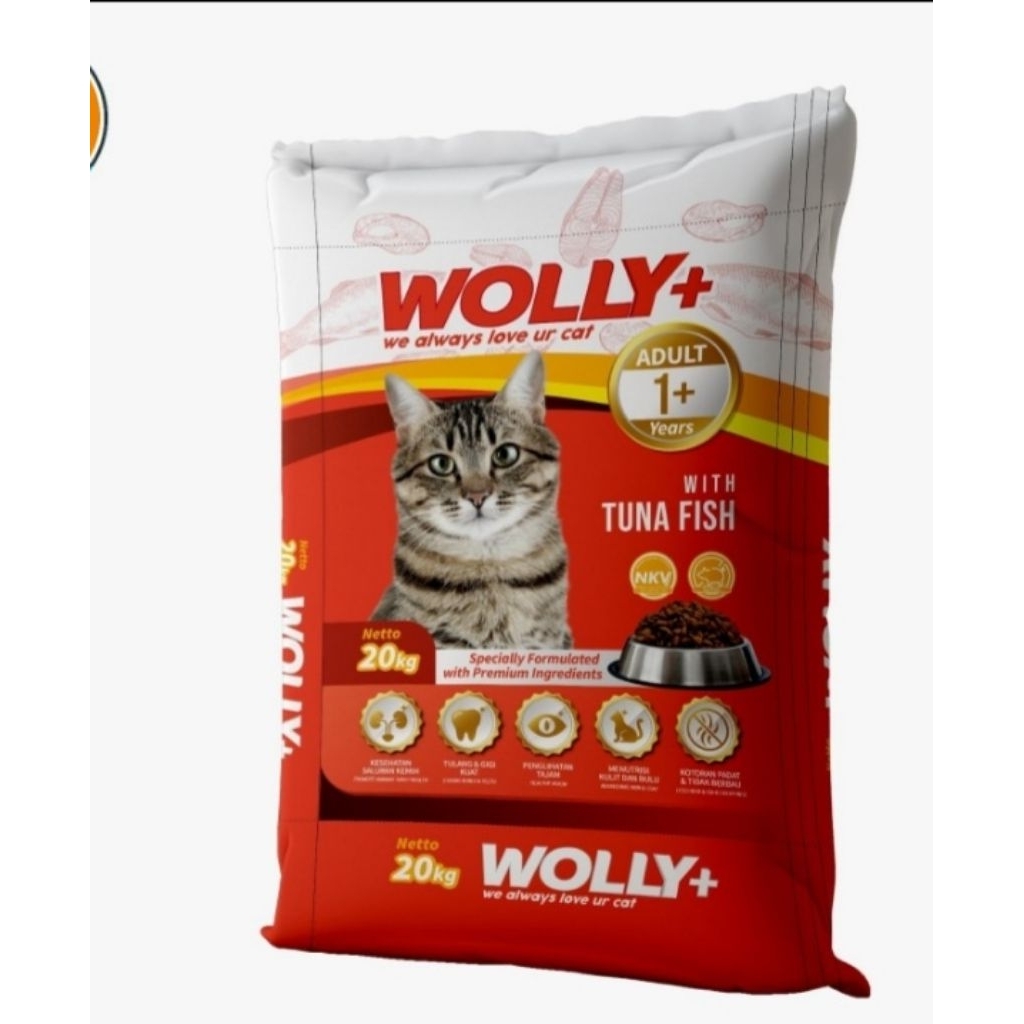 Jual Wolly+ Makanan Kucing Premium 20Kg Cat Food Urinary-Tuna | Shopee ...