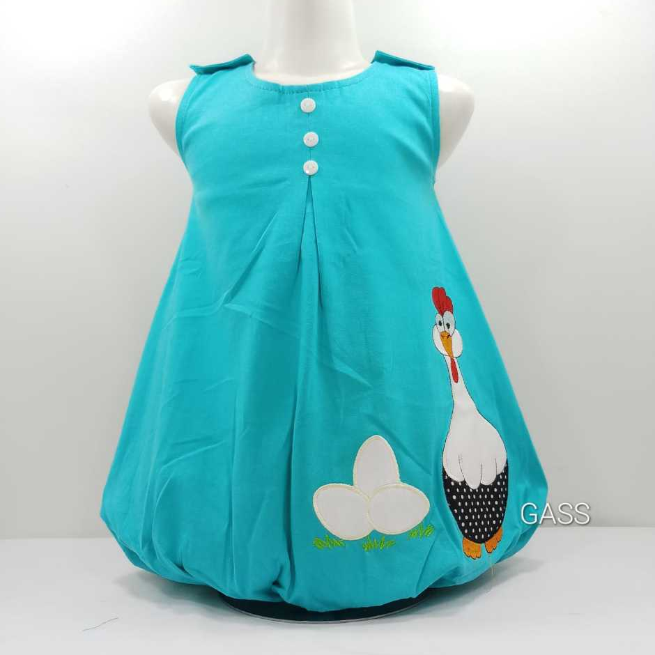 Jual Baju Anak Perempuan Dress Balon Usia 1 2 3 4 Tahun Bordir Ayam ...