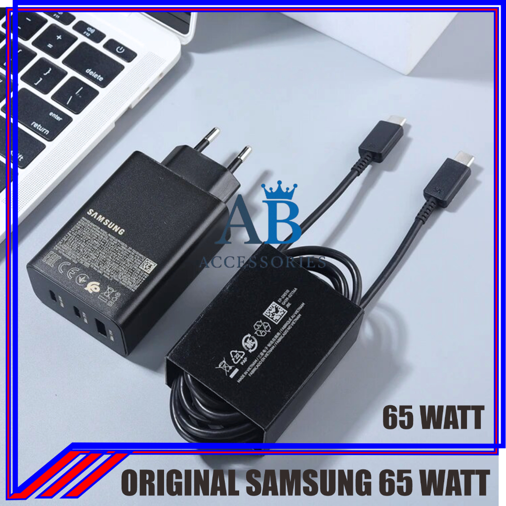 Jual CHARGER SAMSUNG S24 ULTRA 65 WATT SUPER FAST CHARGING TRIO WALL ...