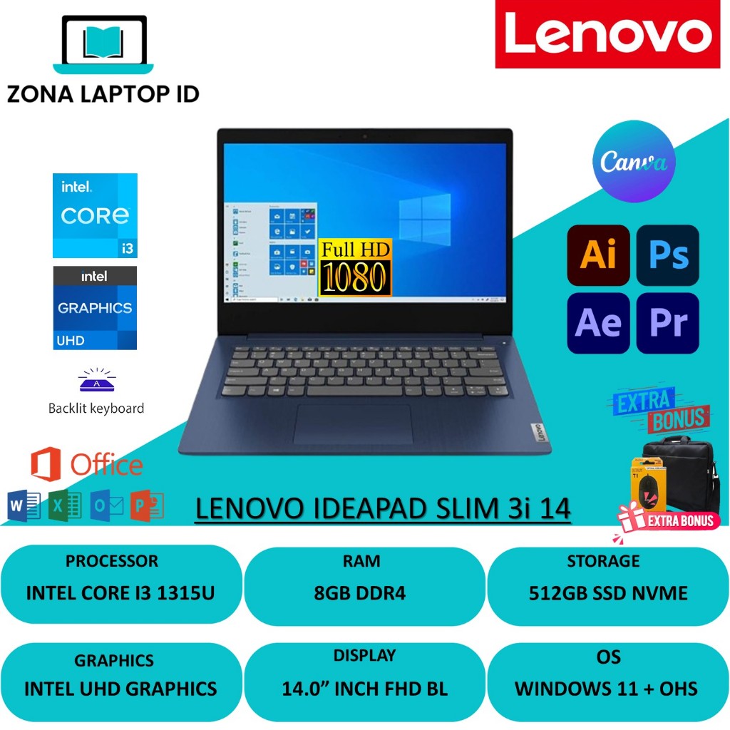 Jual Lenovo Ideapad Slim 3i Intel i3 1215U 16GB DDR4 512GB SSD Windows ...