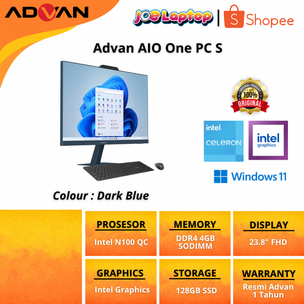 Jual Advan AIO One PC S Dark Blue N100 Win11 | Shopee Indonesia