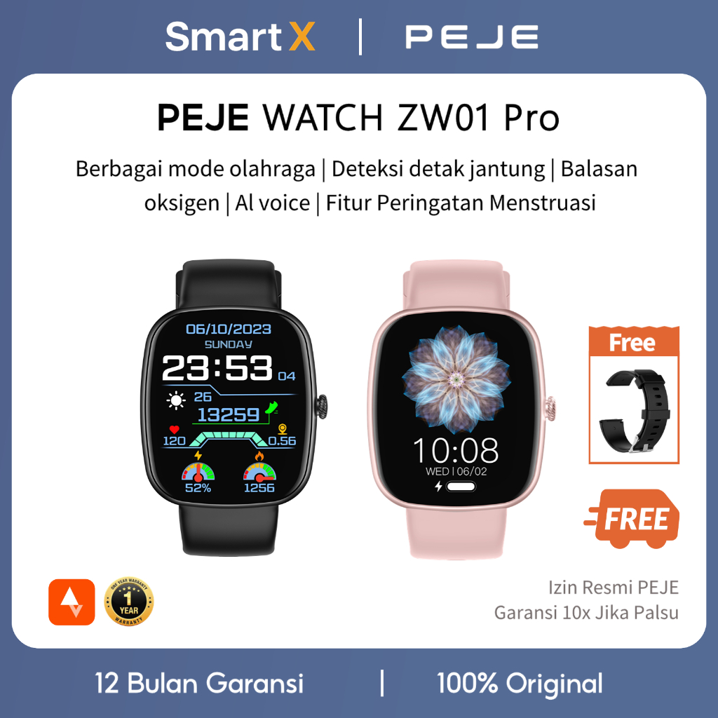 Jual PEJE Smartwatch Wanita ZW01 Pro Jam Tangan Pintar Desain Ringan ...