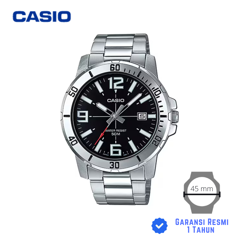 Jual JAM TANGAN PRIA CASIO MTP-VD01D-1B SILVER HITAM - MTP VD01D 1BVUDF ...