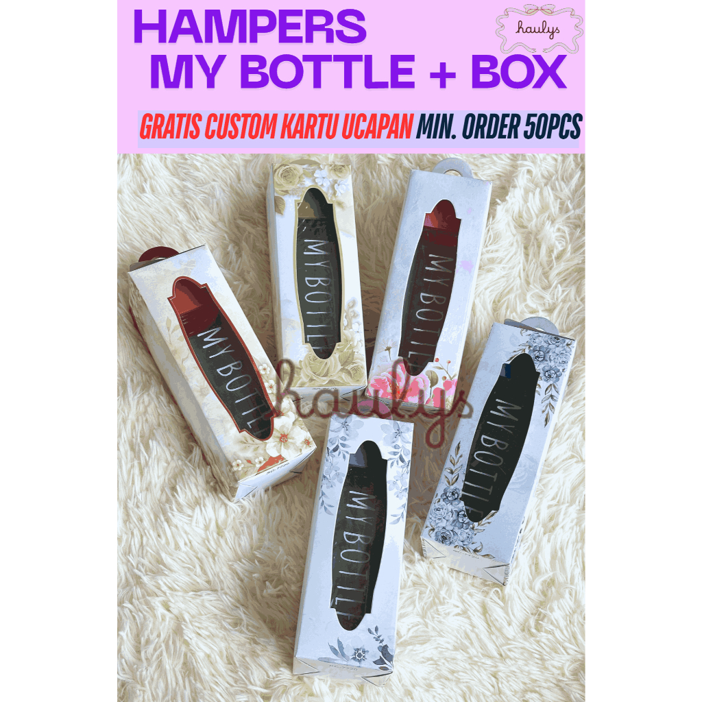 Jual HAMPERS MY BOTTLE + BOX + KARTU UCAPAN KEMASAN SOUVENIR / SOVENIR ...