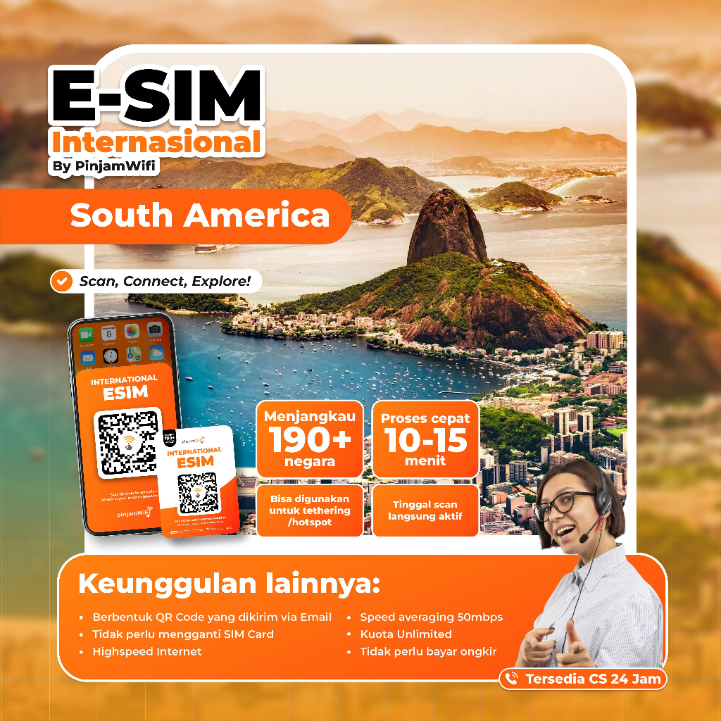 Jual PINJAM WIFI e-SIM South America Internet Daily Quota | ESIM Brazil ...