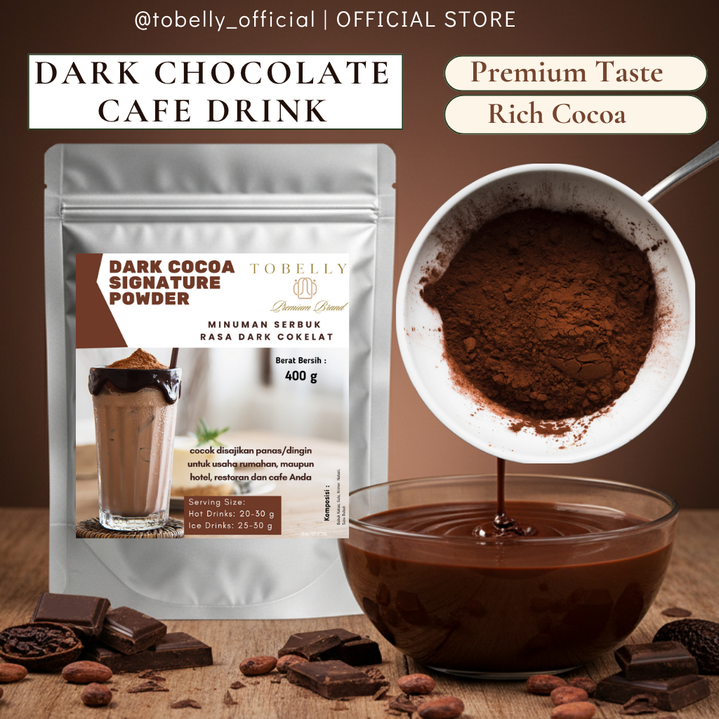 Jual Tobelly Bubuk Dark Chocolate Cafe 800g – Dark Cocoa Signature ...