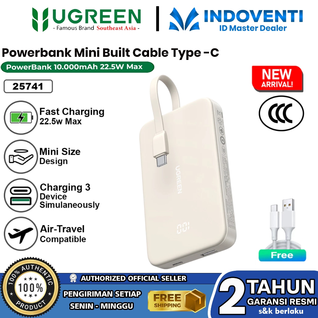 Jual UGREEN Power Bank CCC 10.000mAh PD QC 3.0 Fast Charging 20W LED ...