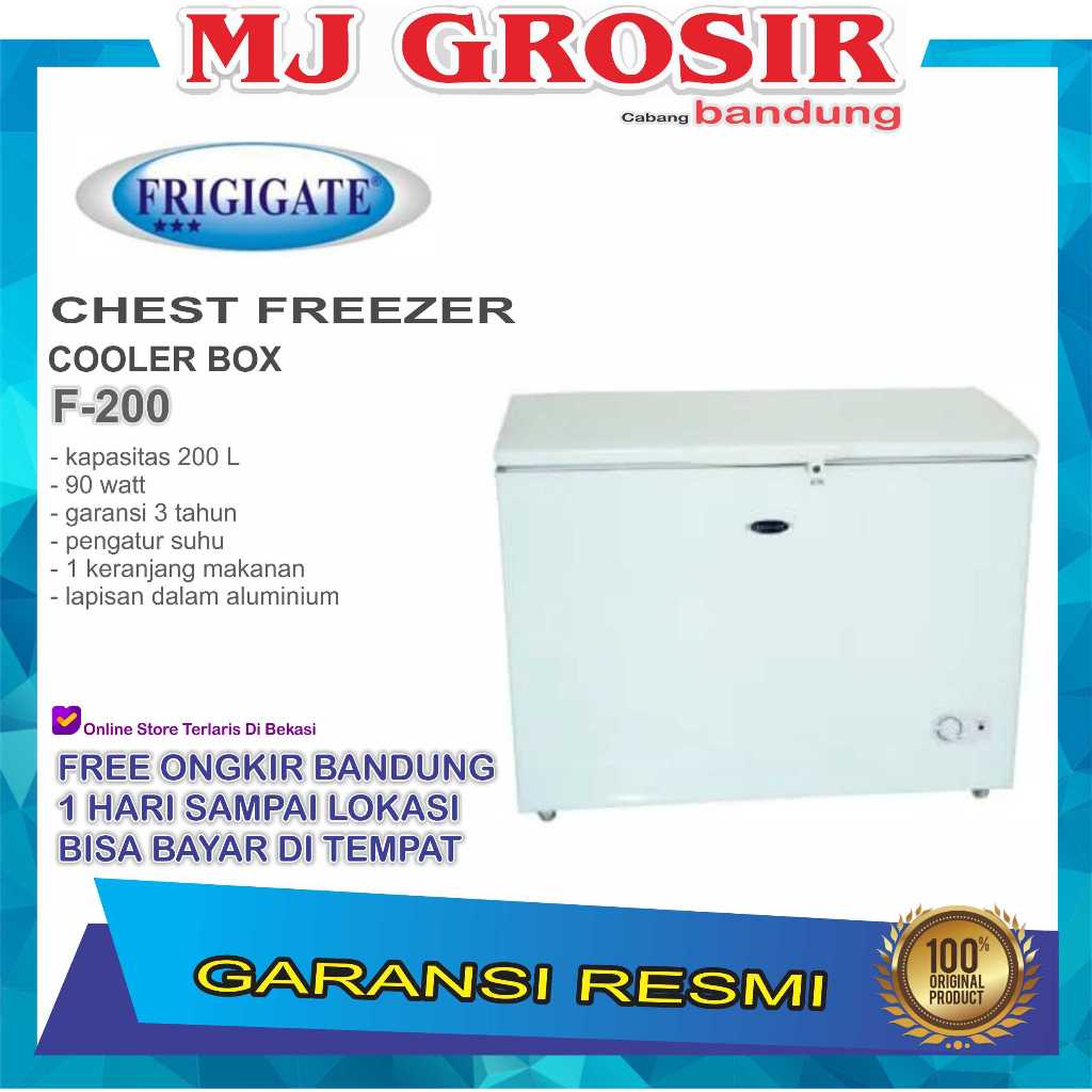 Jual FRIGIGATE F 200 CHEST FREEZER BOX 200 L LEMARI PEMBEKU 200 LITER ...