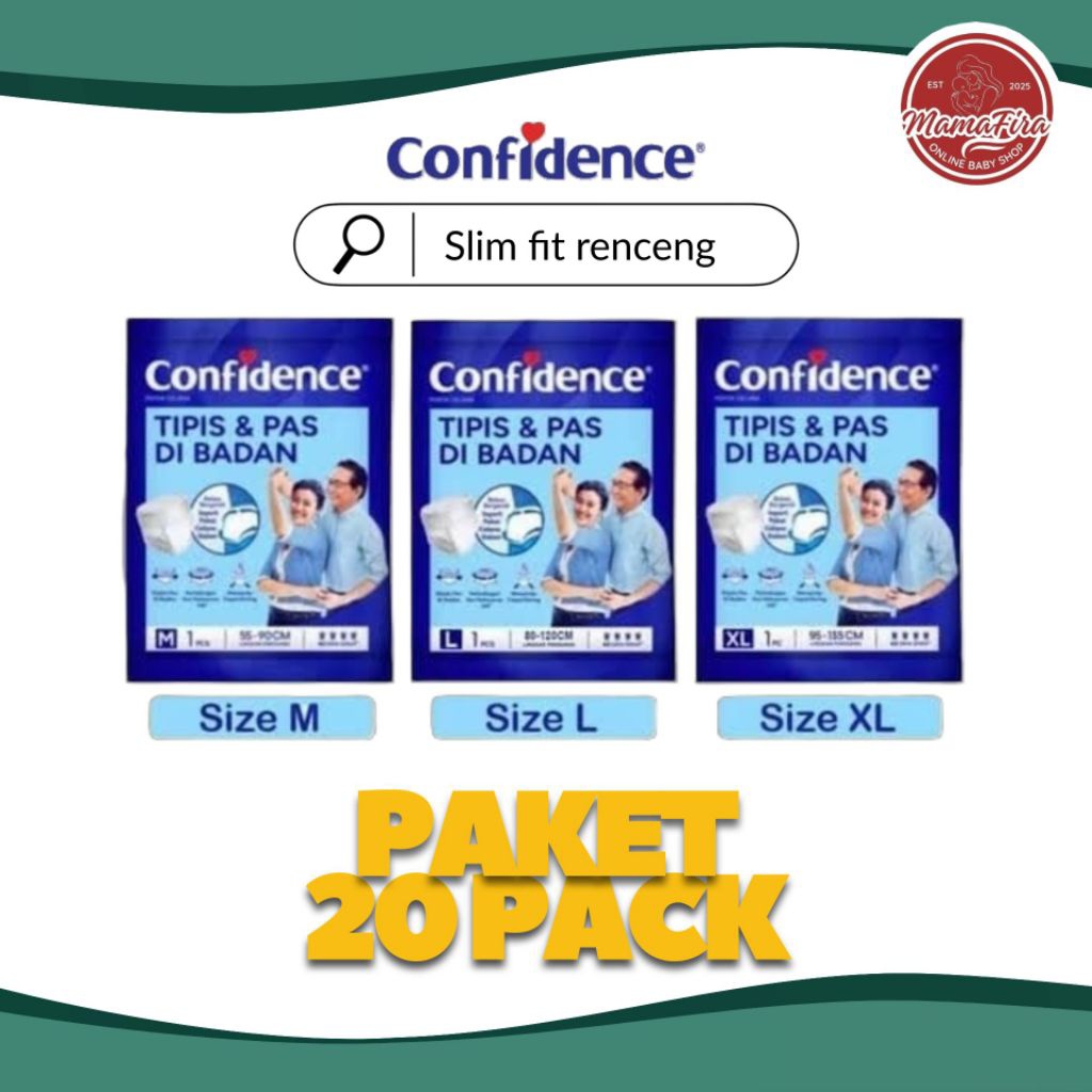 Jual CONFIDENCE Slim Fit Pants Adult Diapers Renceng Paket 20 Pack ...