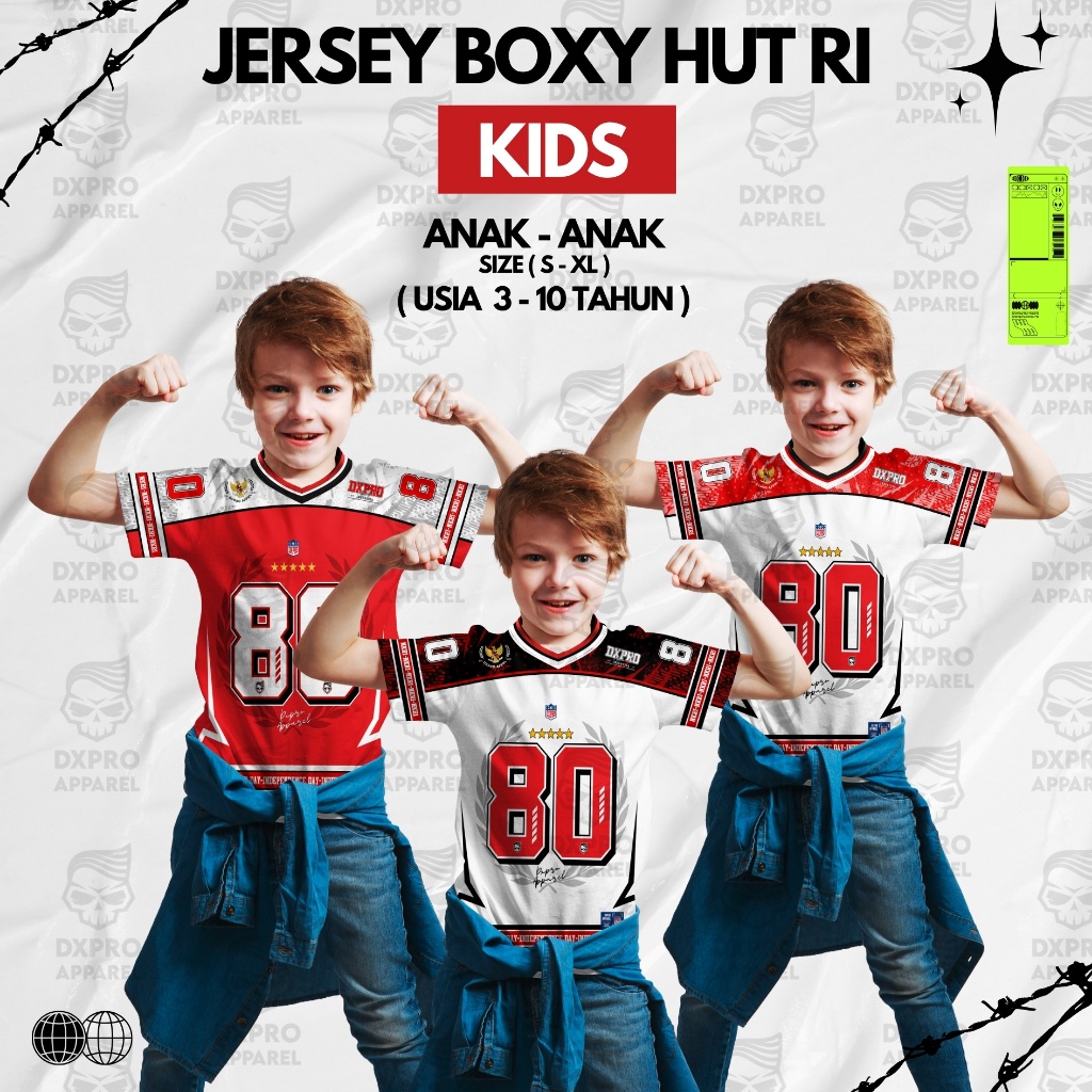 Jual JERSEY BOXY KIDS ( 3-10 TAHUN ) DXPRO SPESIAL HUT RI INDONESIA ...