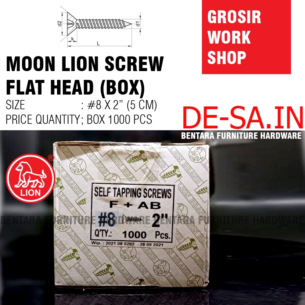 Jual (GROSIR) Moon Lion #8 X 50MM Tap Screw (Sekrup Lion #8 Ukuran 2 ...