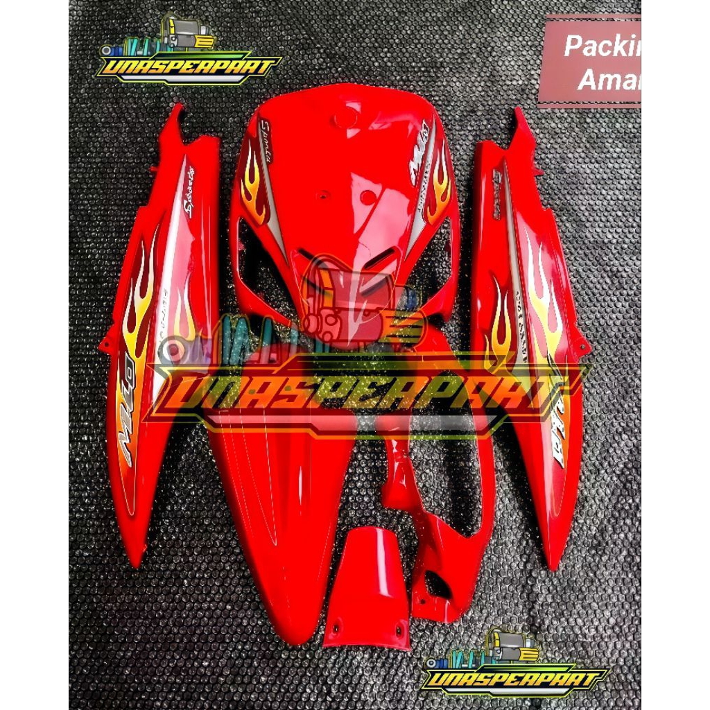 Jual cover full body halus Mio sporty merah Ferarri striping api ...