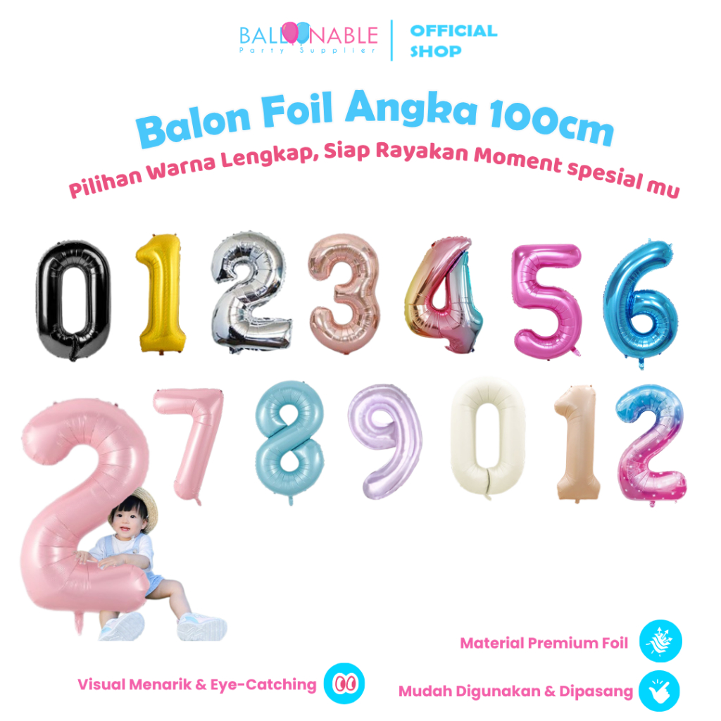 Jual Balon Angka 100cm / Balon Angka 100 cm Warna Rose gold / Gold ...
