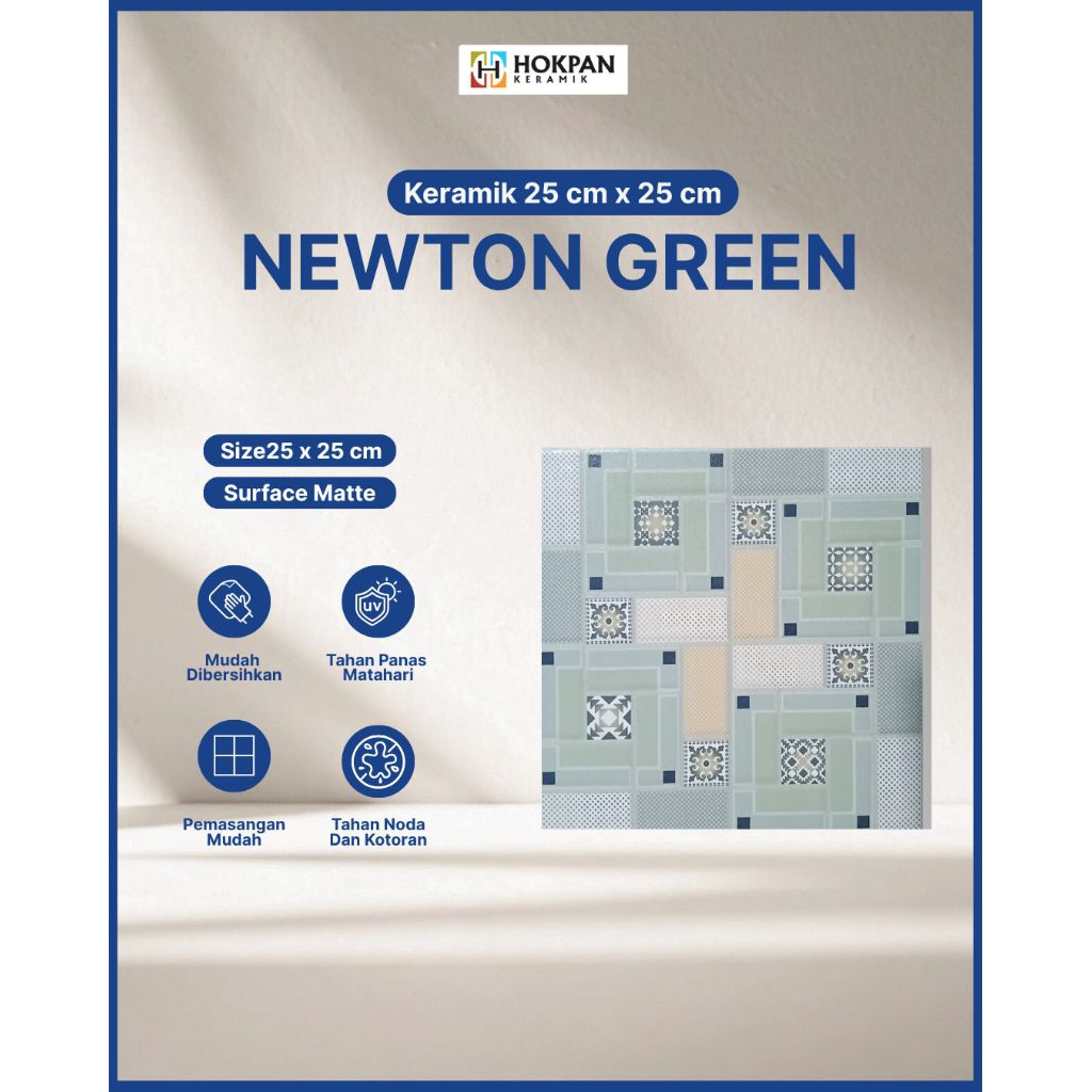 Jual Keramik Lantai Motif Newton Green 25x25 Satin - Hokpan Keramik ...
