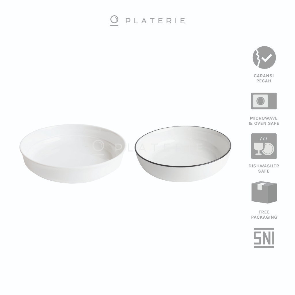 Jual PLATERIE Mangkok Keramik Bowl Pasta 8In Embossed Elliptical Rim ...