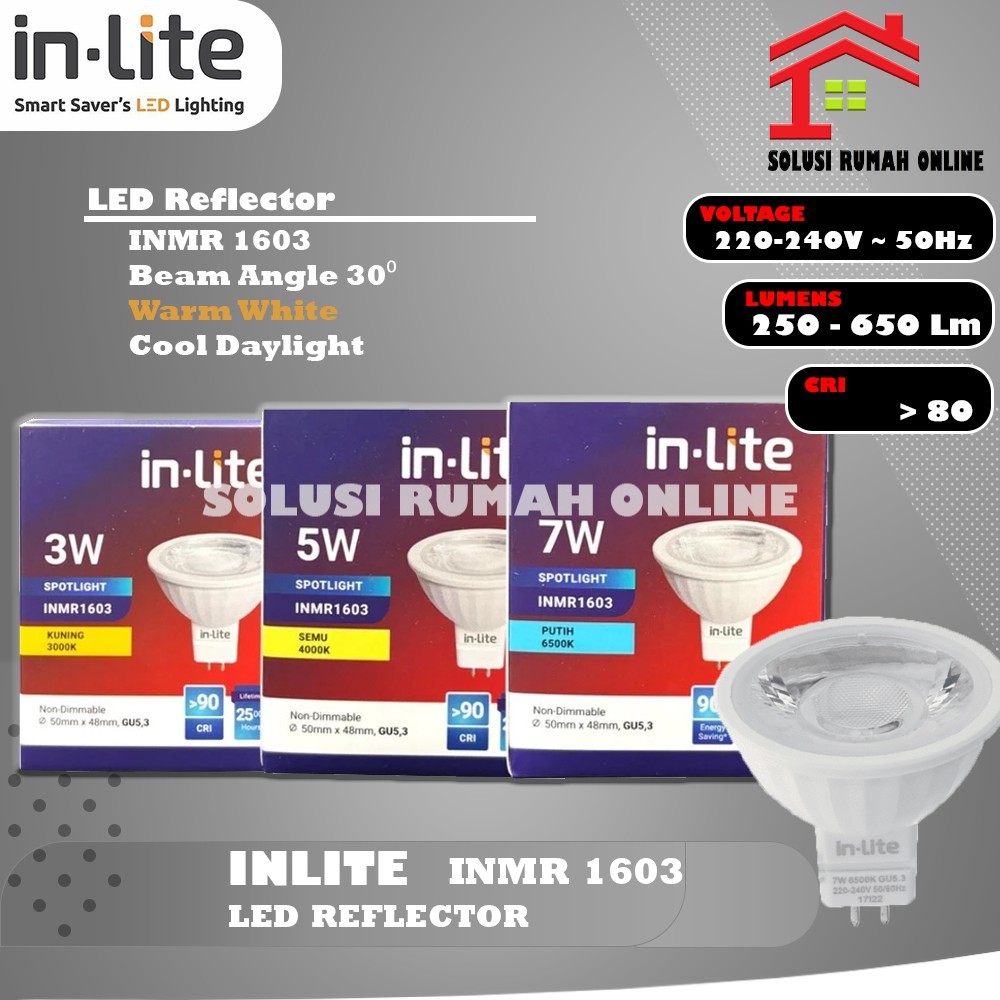 Jual Lampu Spotlight MR16 LED INLITE INMR1603 3W 5W 7W / Spot Light ...