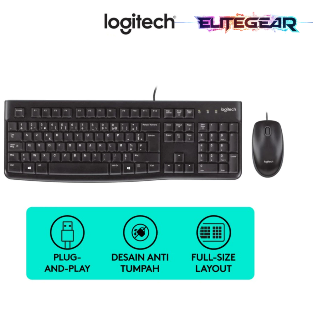 Jual LOGITECH MK120 COMBO Keyboard & Mouse (B100 MOUSE KABEL + K120 USB ...