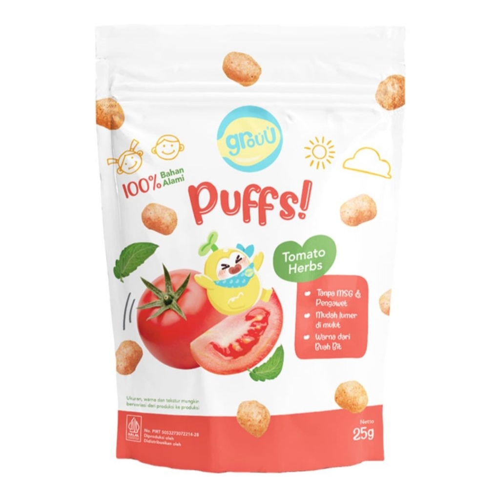 Jual Grouu Puffs Snack Anak Tomato Herbs 25 g | Shopee Indonesia