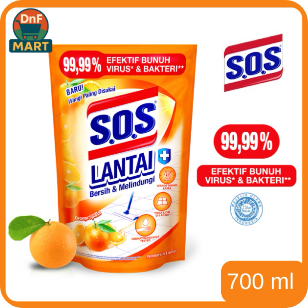 Jual DnF_Mart SOS Pembersih Lantai Orange Splash Refill 700 ML | Shopee Indonesia