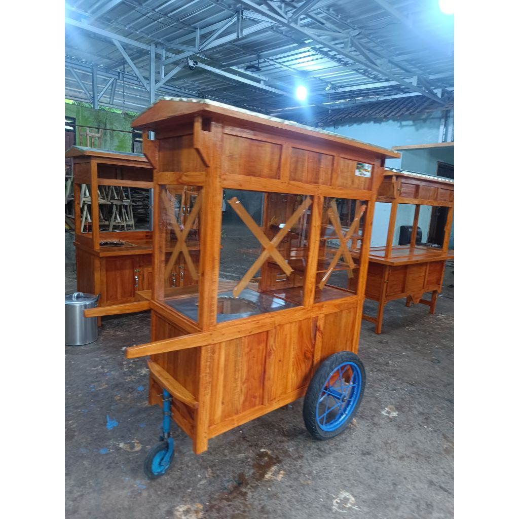 Jual gerobak bakso dan bubur ayam roda tiga full kacafree ongkir ...