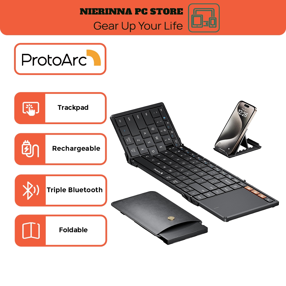 Jual ProtoArc XK01 TP Foldable Keyboard Lipat Wireless Triple Bluetooth ...