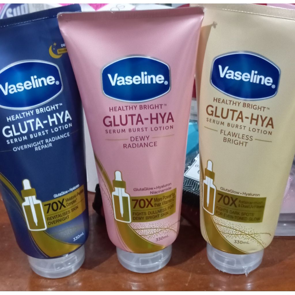Jual Vaseline Healthy Bright Gluta-Hya Serum Burst Lotion 330ml | Dewy ...