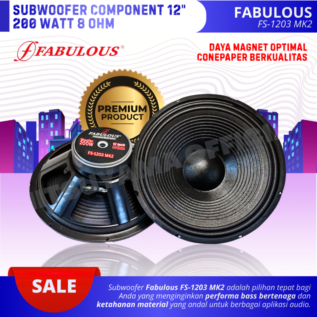 Jual Subwoofer Speaker 12 Inch Fabulous FS-1203 MK2 Power 200 Watt 8 ...