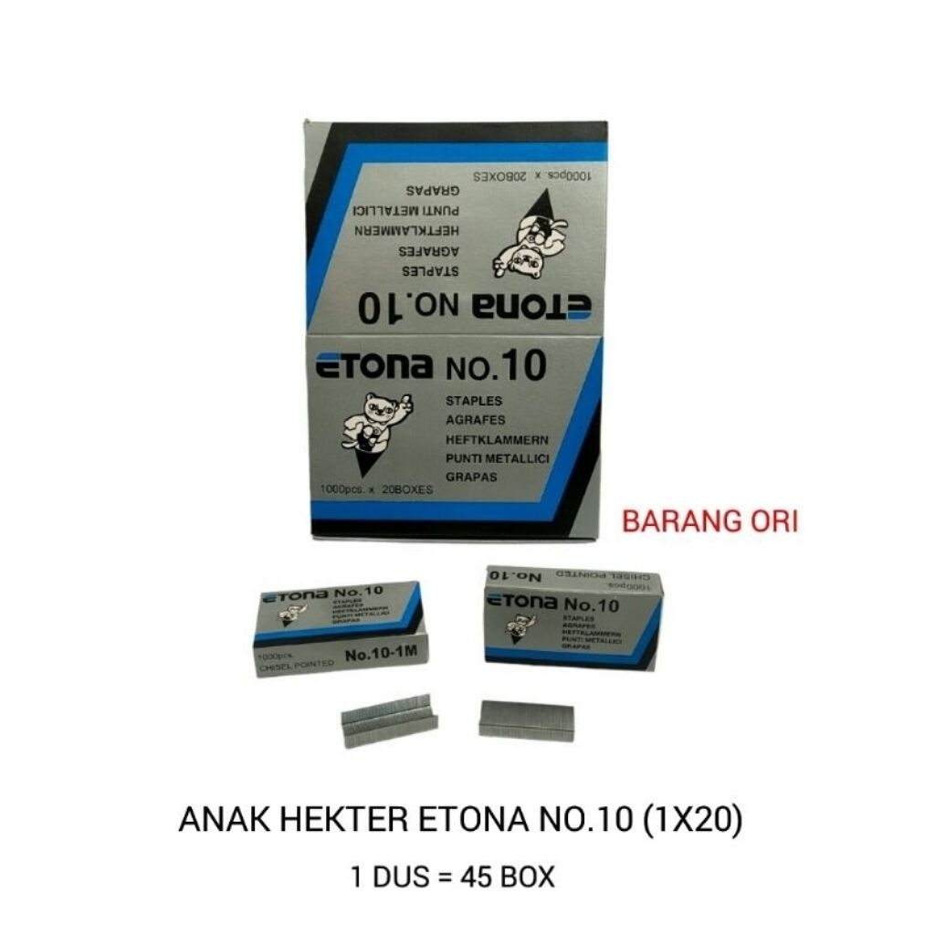 Jual ( 1 box kecil) Anak Hekter Etona No.10 / Isi Hekter / Harga per ...