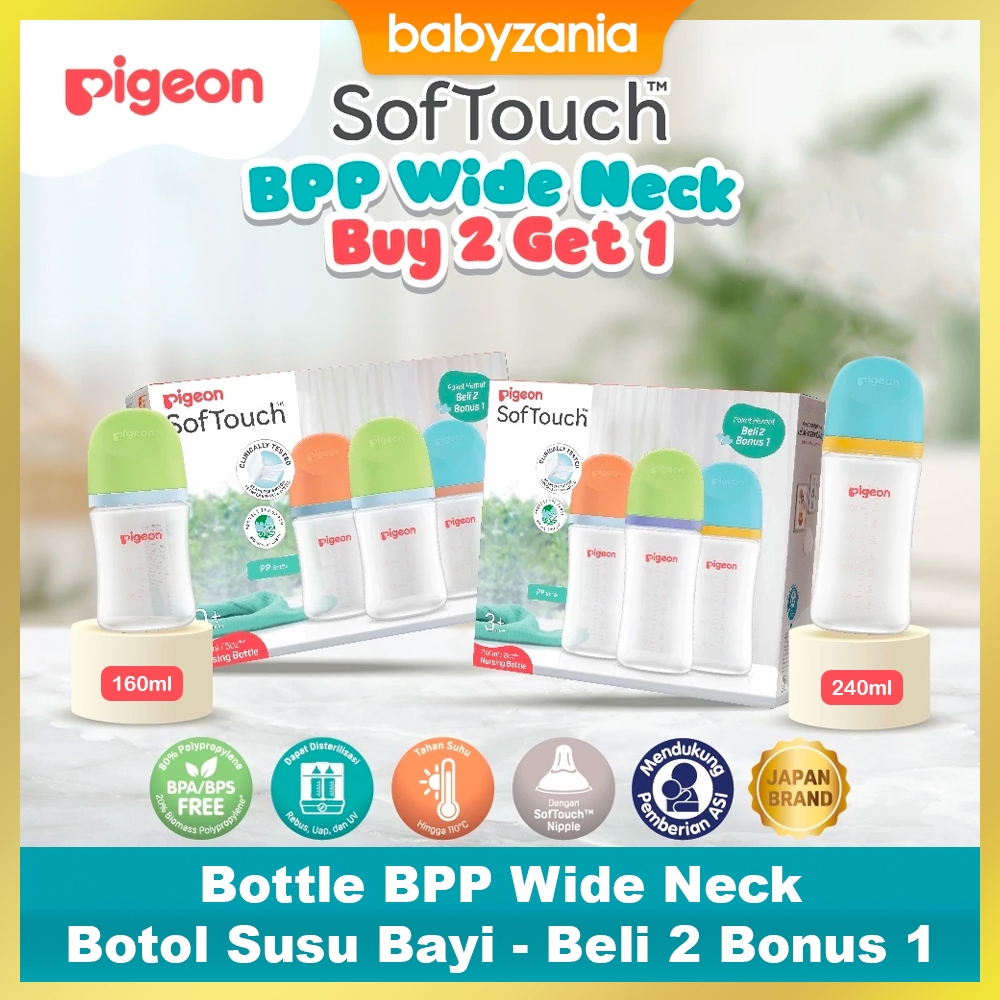 Jual Pigeon Bottle BPP Wide Neck Botol Susu Bayi Beli 2 Bonus 1 - 160 ...