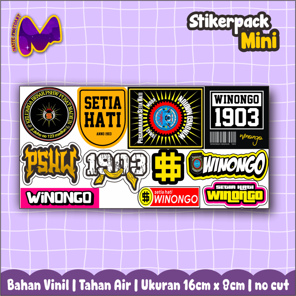 Jual Stikerpack Mini Silat PSHW isi 11 pcs Stiker Winongo Tahan Air ...