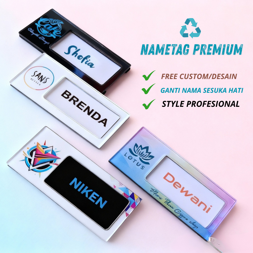 Jual Name Tag Insert Paper Custom Desain / Name Tag Magnet Custom Logo ...