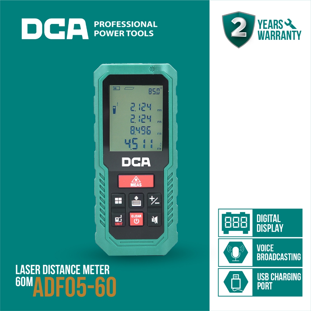 Jual DCA Laser Distance Meter / Meteran Lases Digital 60 Meter ADF05-60 ...