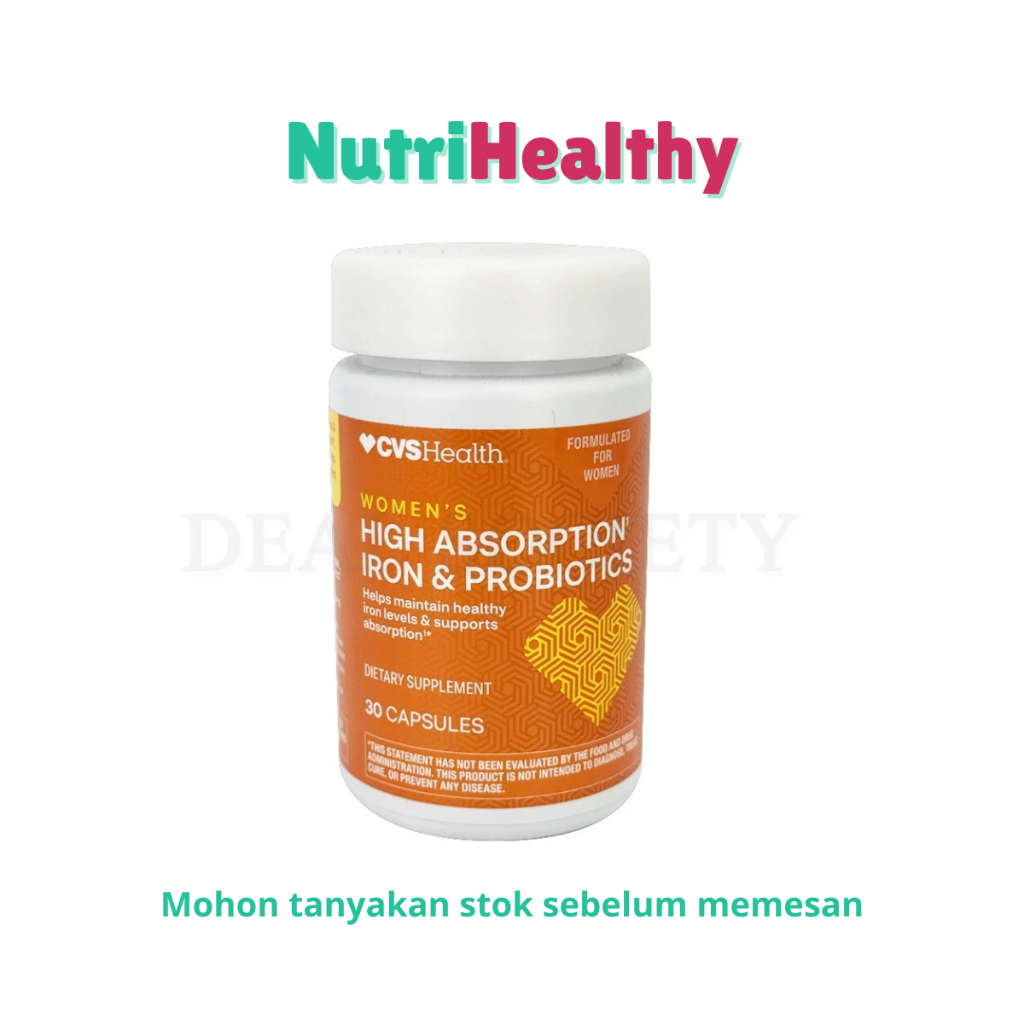 Jual CVS Health Women's High Absorption Iron & Probiotics 30 Kapsul ...