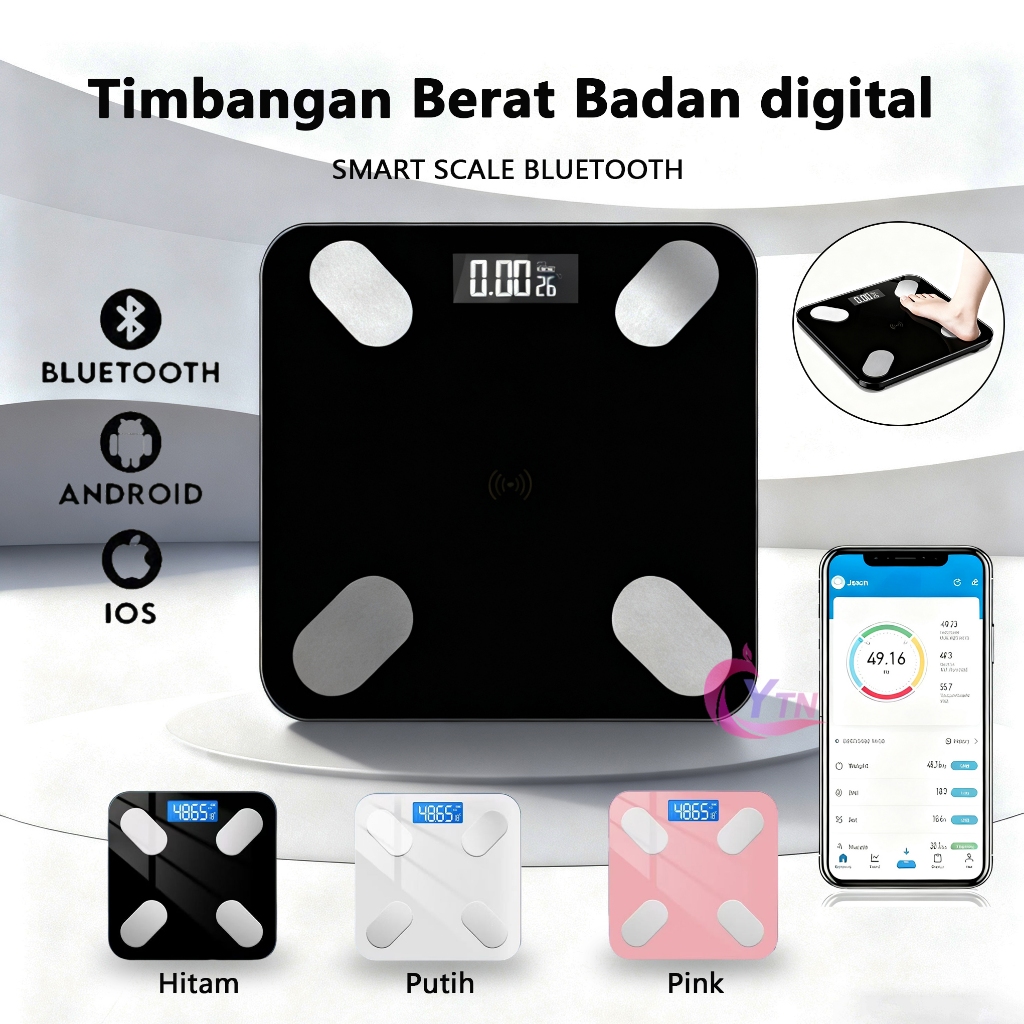 Jual Timbangan Badan Digital Bluetooth Smart Body Fat Scale Tempered ...