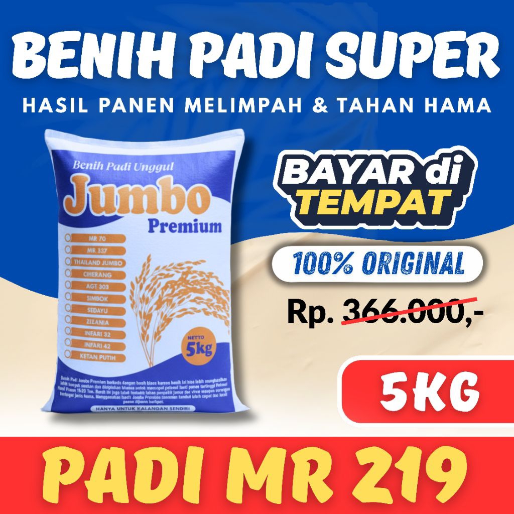 Jual Benih Bibit Padi MR 219 Kemasan 5kg Original Super Premium ...