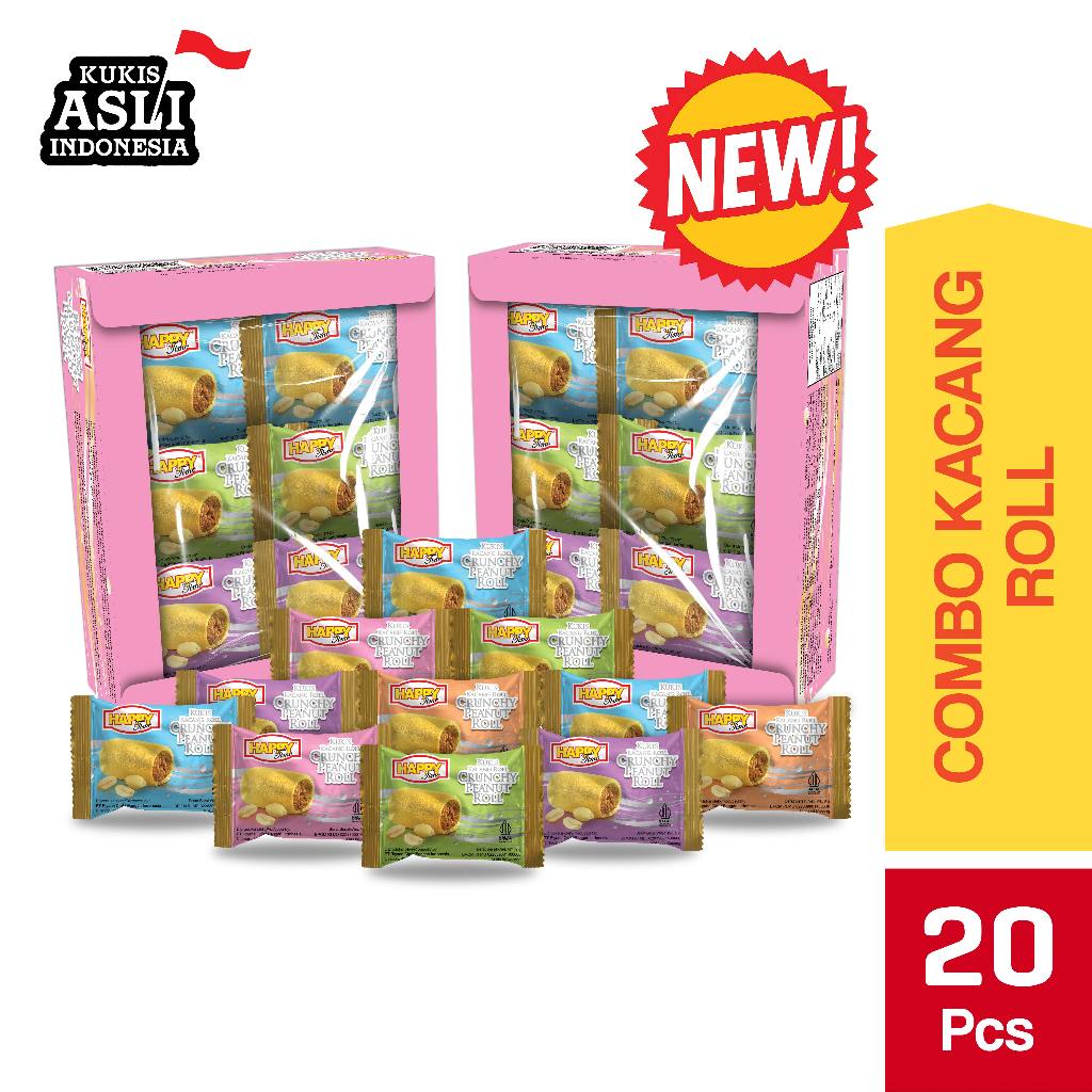 Jual HAPPY TIME - Kukis Kacang Roll Snack Kue Kering Kemasan Combo isi ...