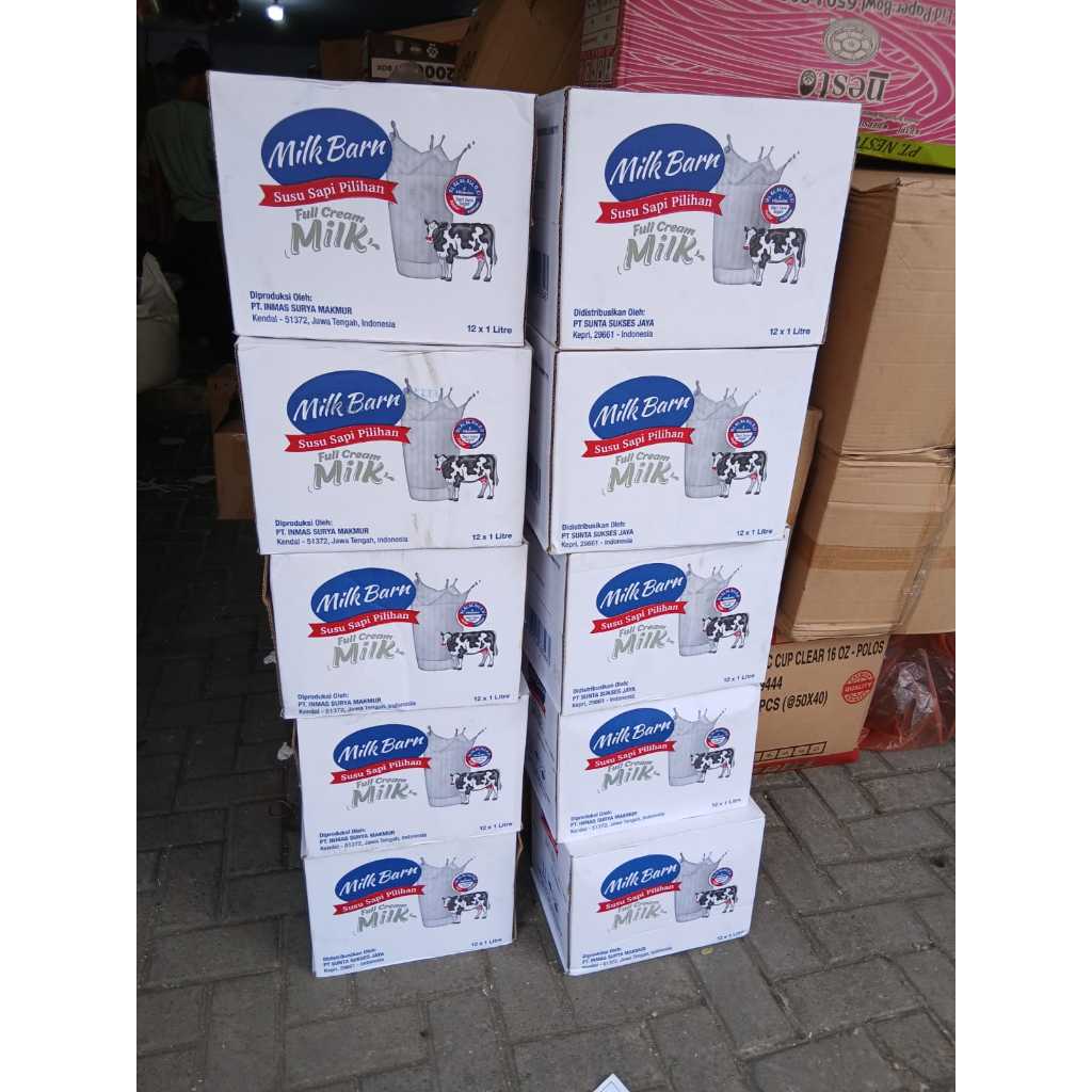 Jual Susu 1 DUS (12pcs) UHT Full Cream 1 Liter Milk Barn setara UHT ...