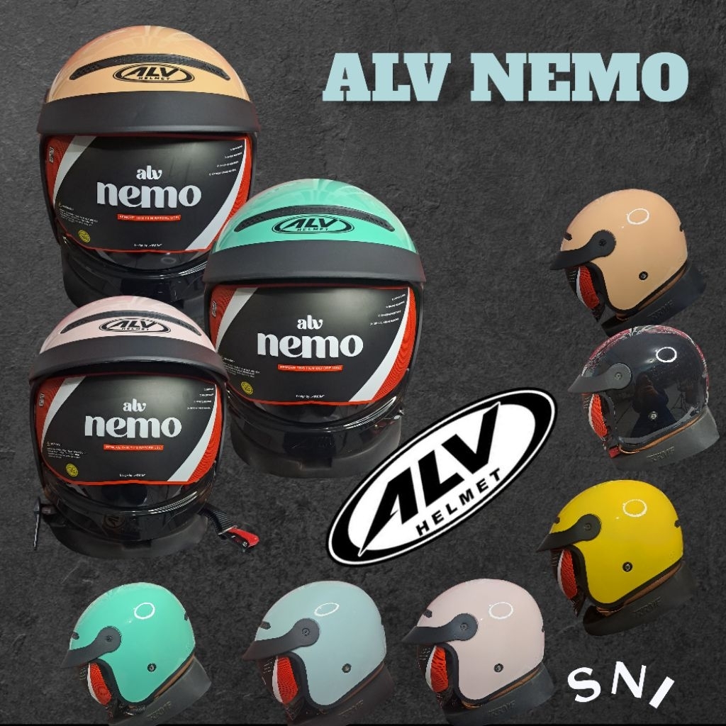 Jual Helm Retro ALV NEMO Solid Ramah Untuk Hijab SNI | Shopee Indonesia