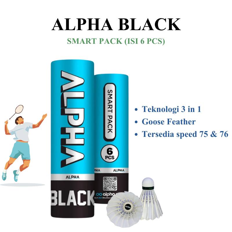 Jual ALPHA Black 3 in 1 Kok Bulutangkis Shuttlecock Badminton Speed 75 ...