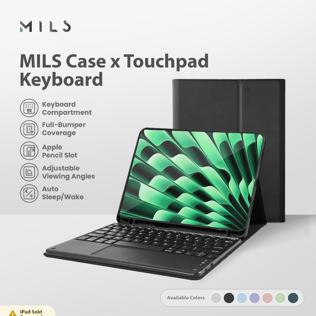 Jual Mils Technologies Touchpad Keyboard Case for iPad 5 6 7 8 9 10 10. ...