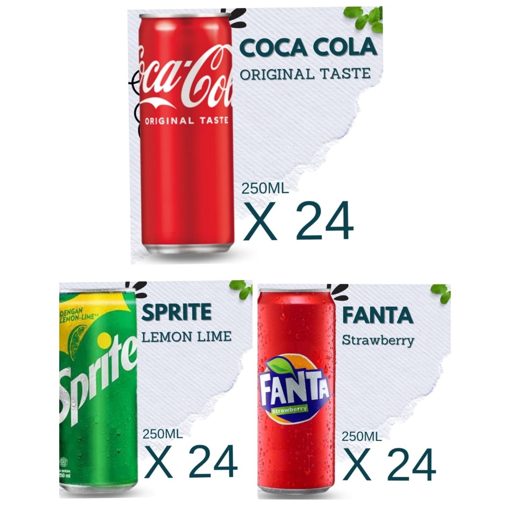 Jual COCA COLA / SPRITE / FANTA KALENG 1 dus isi 24 kaleng - 250 ML ...