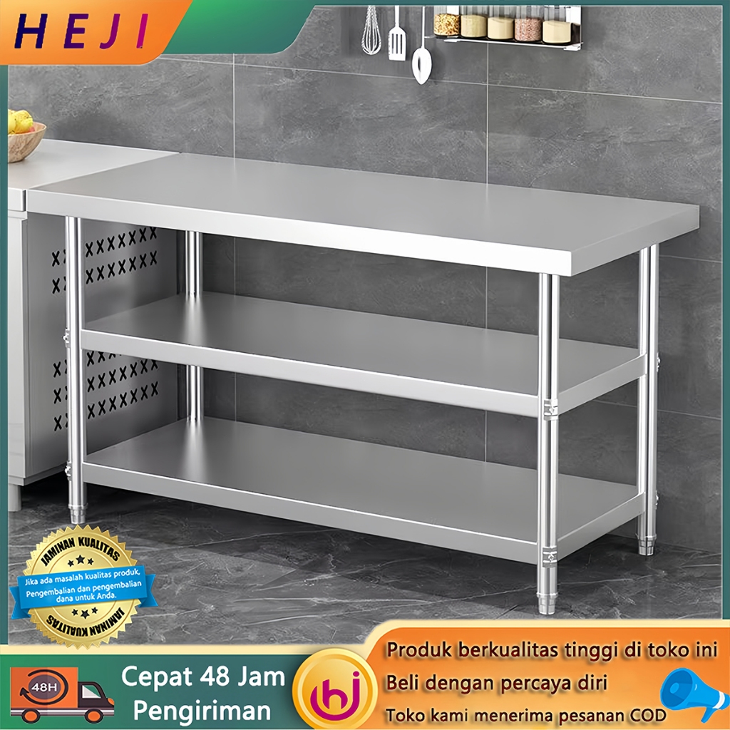 Jual HEJI Komersial Baja Tahan Karat Meja 3 tingkat Meja Kerja Food ...