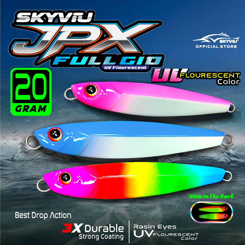 Jual Umpan Metal Jig 20 Gram SKYVIU JPX Full GID UV 20g Umpan Micro Jig ...