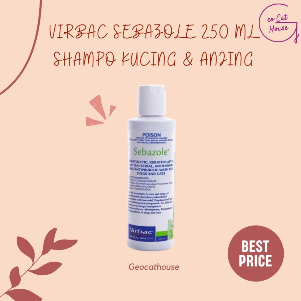 Jual Shampo Kucing Anjing Anti Jamur 250 ml Virbac Sebazole untuk Sakit ...
