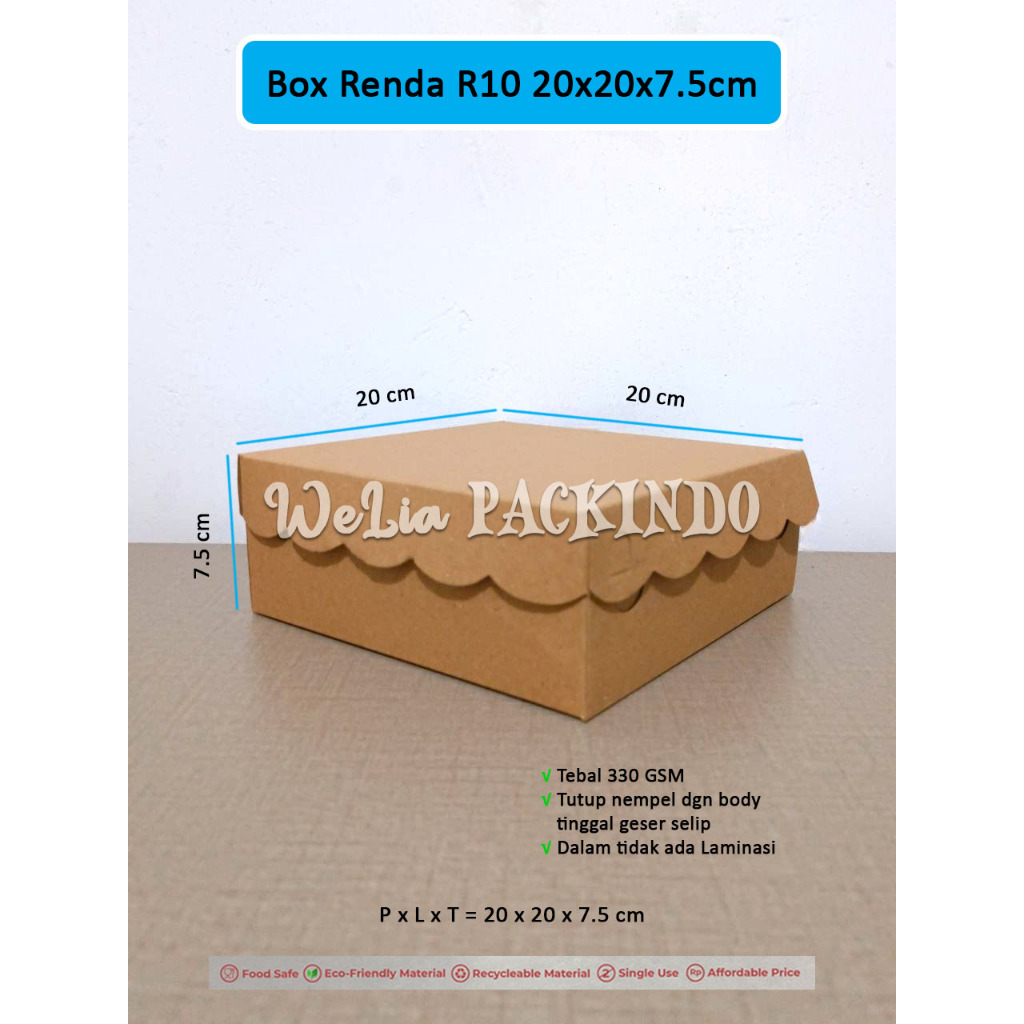 Jual [1 PCS] Box Kraft Renda R10 20x20x7.5cm Non Laminasi / Catering ...